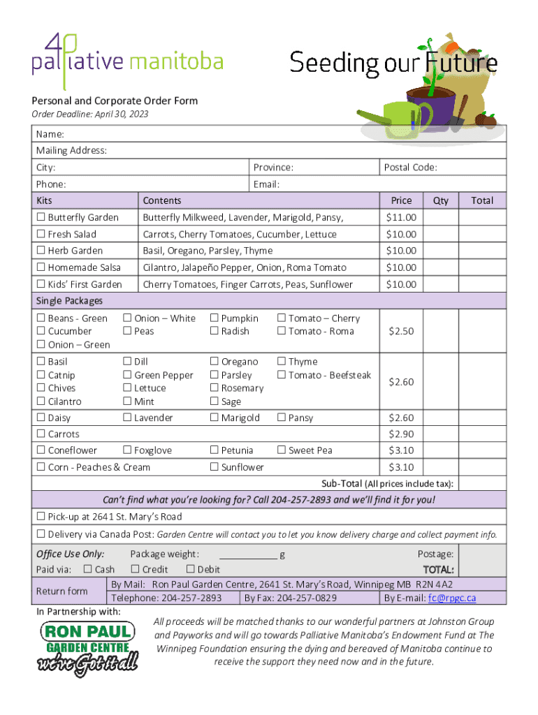 Fillable Online Personal and Corporate Order Form Fax Email Print ...