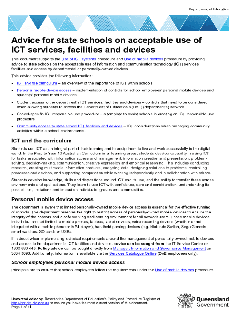 Fillable Online Advice for state schools on acceptable use of ICT ...