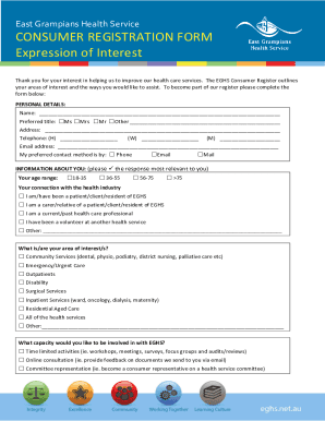 Fillable Online eghs net CONSUMER REGISTRATION FORM Expression of ...