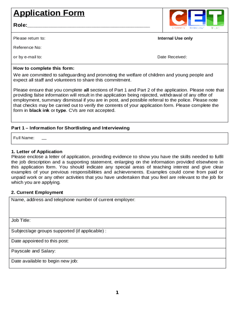 Eastbourne College (Inc) Support Staff Application Doc Template | pdfFiller