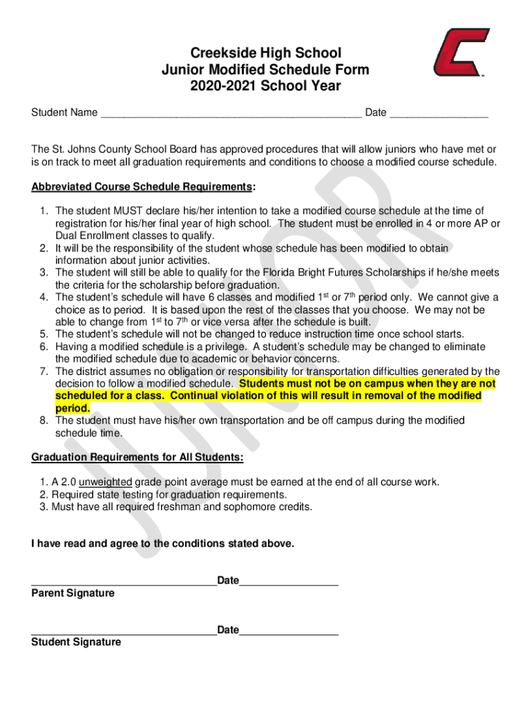 Fillable Online www-chs stjohns k12 fl Creekside High School Junior ...