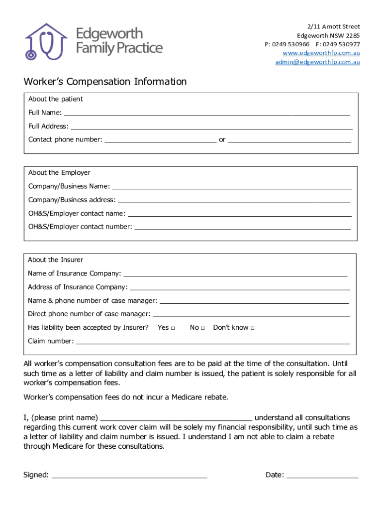 Fillable Online Workers comp new claim paperwork.docx Fax Email Print ...