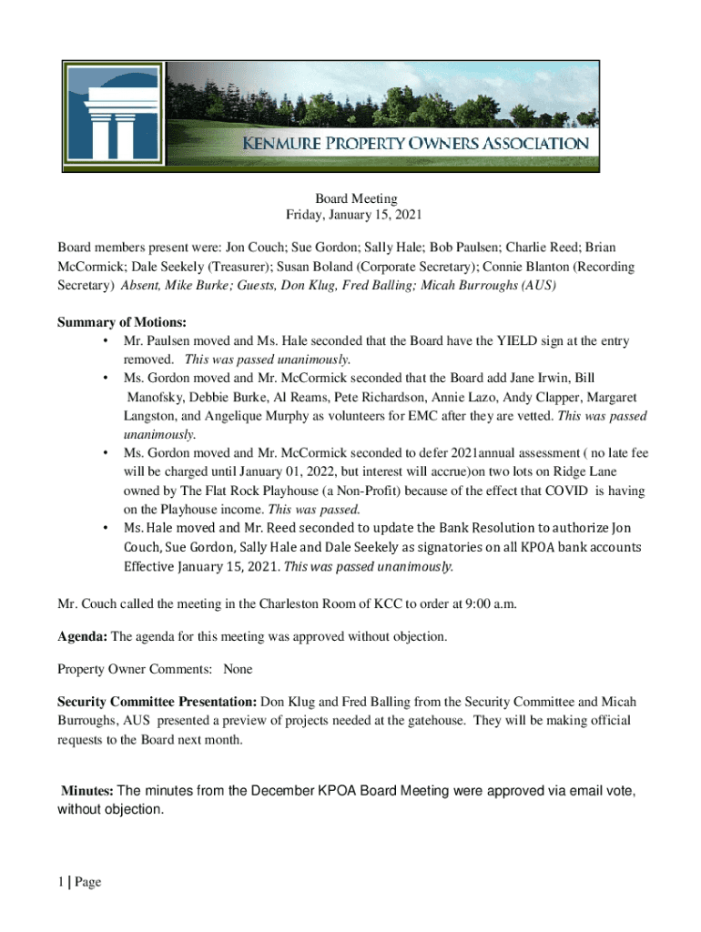 Fillable Online Jon Couch; Sue Gordon; Sally Hale; Bob Paulsen; Charlie ...