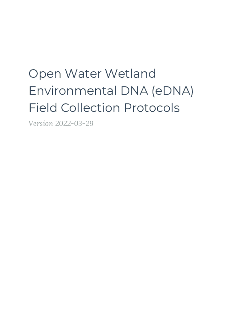 Fillable Online A protocol for collecting environmental DNA samples from ... Fax Email Print ...