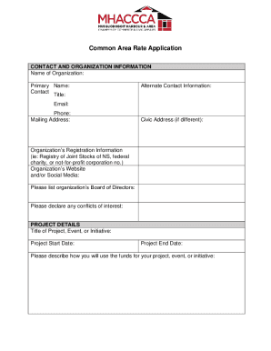 Fillable Online Common Area Rate Application Checklist Fax Email Print ...