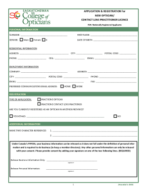 Fillable Online Dispensing Optician by Endorsement License Application ...