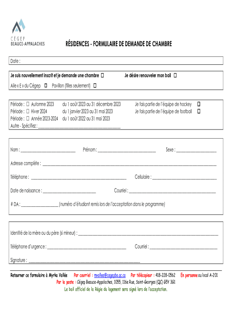 Remplissable En Ligne cegepba qc Renouvellement de bail de location ...