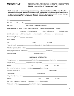 Fillable Online REGISTRATION, ACKNOWLEDGEMENT & CONSENT FORM ... Fax ...