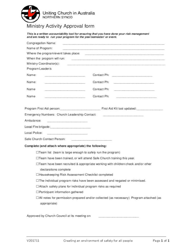 Fillable Online Ministry Activity Approval form Fax Email Print - pdfFiller