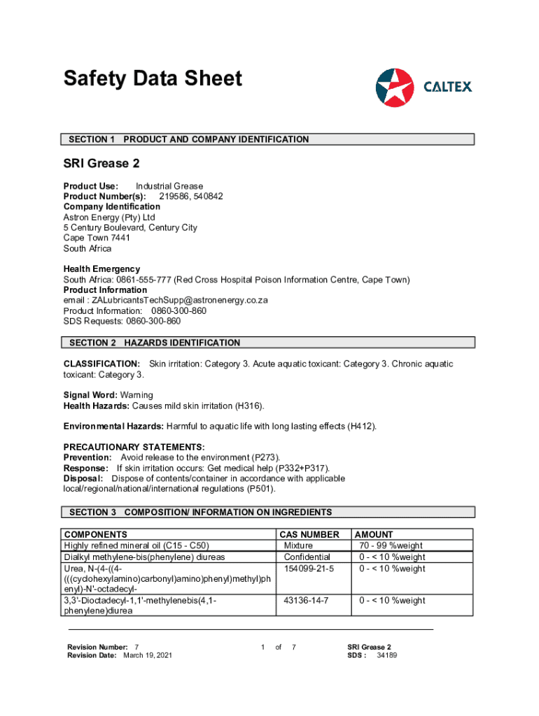 Fillable Online Safety Data Sheet Product name: Ultra-Duty Grease 2 ...