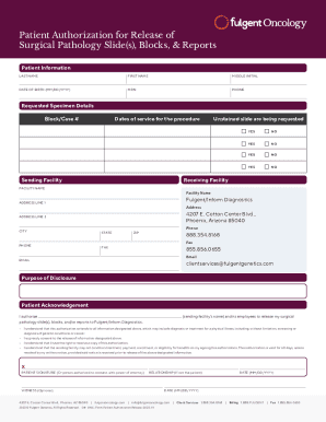 Fillable Online Patient Authorization for Release of Surgical Pathology ...