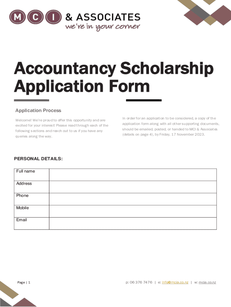 Fillable Online Accountancy Scholarship Application Form Fax Email ...