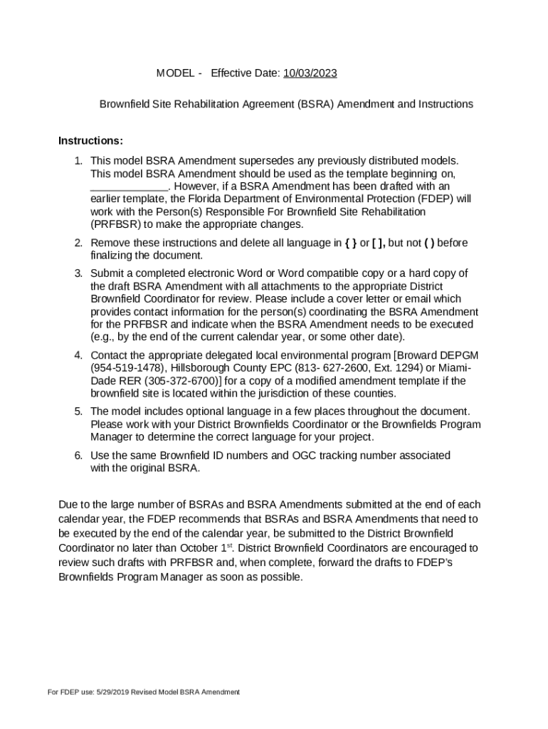 Brownfield Site Rehabilitation Agreement (BSRA) Amendment and ...