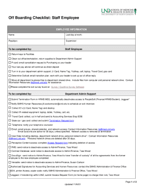 Fillable Online med und Supervisor Checklist for Off-Boarding Employees ...