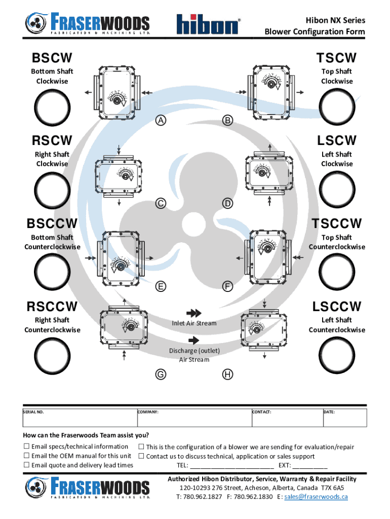 Fillable Online Hibon NX PD Blower Configuration Form (Hibon NX Series ...