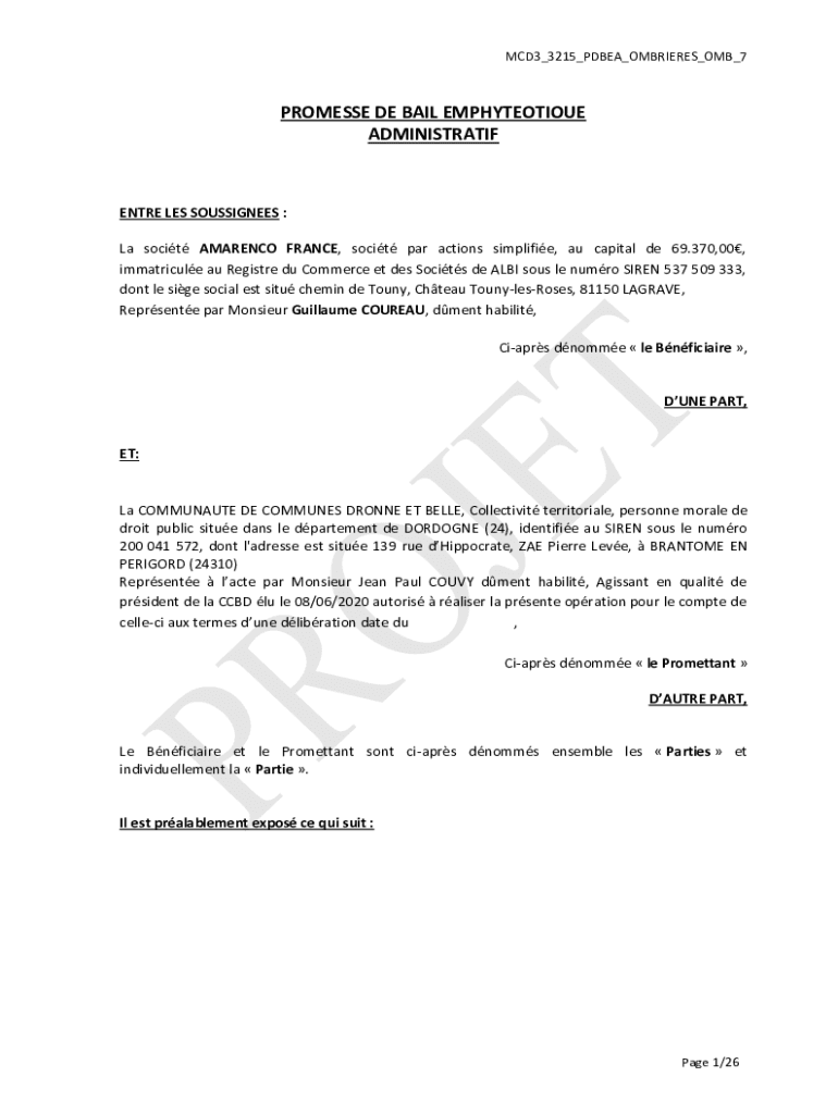 Remplissable En Ligne Les stipulations d'un bail emphytotique ...