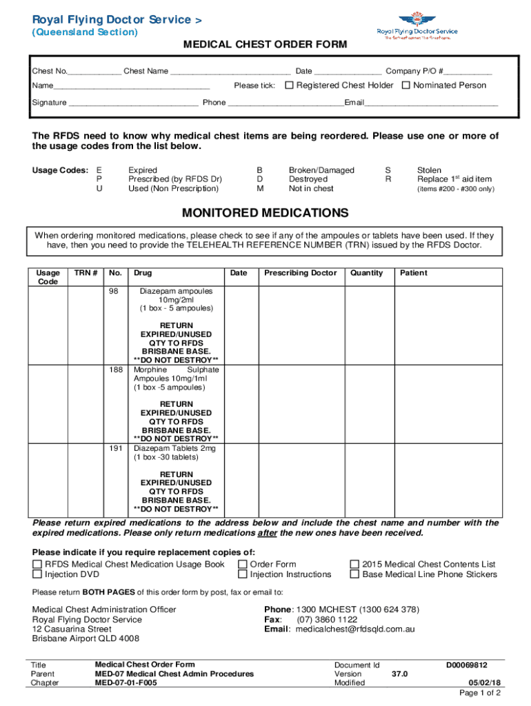Fillable Online 2023 medical chest order form Fax Email Print - pdfFiller