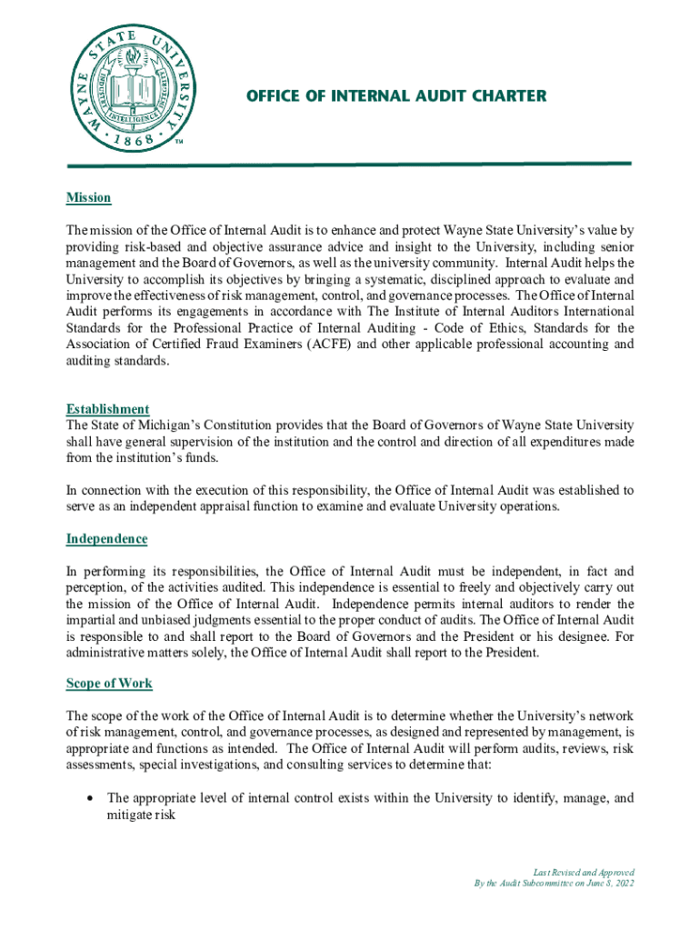 Fillable Online internalaudit wayne Audit Services - Office of Internal ...