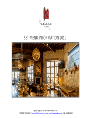 Fillable Online Kipling's Garage Bar Restaurant Info and Reservations ...