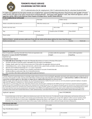 Fillable Online Toronto Police Service Vulnerable Sector Check ...