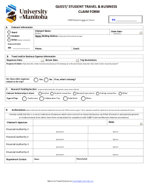 Fillable Online GUEST/ STUDENT TRAVEL & BUSINESS CLAIM FORM Fax Email ...