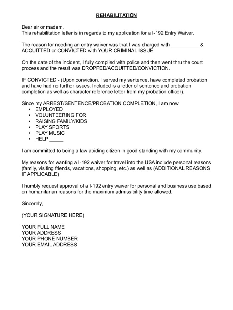 Fillable Online Reference Letter Tips for your US Entry Waiver Application Fax Email Print ...