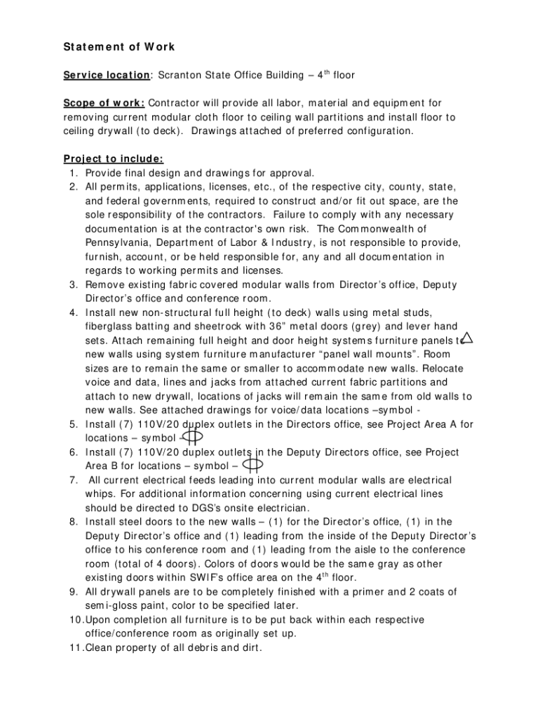 Fillable Online Statement of Work (SOW), 21 CS Fax Email Print - pdfFiller