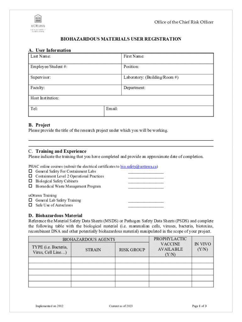 Fillable Online How do I register as a lab worker with Environment, Health ... Fax Email Print ...