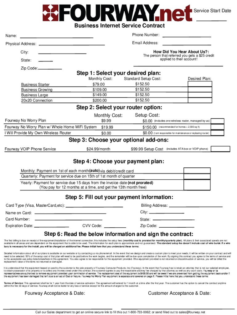 Fillable Online Business Internet Service Contract Fax Email Print ...