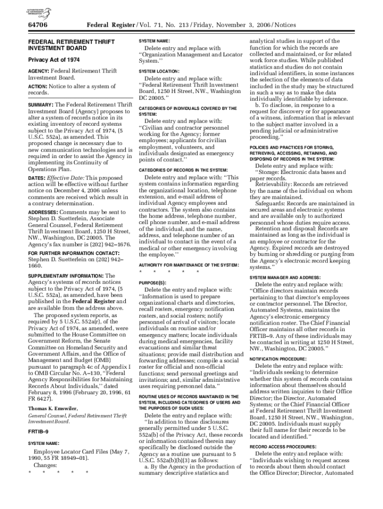 Fillable Online Agencies - Federal Retirement Thrift Investment Board ...