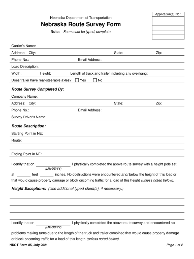 Nebraska Route Survey Doc Template: Fill out & sign online | DocHub