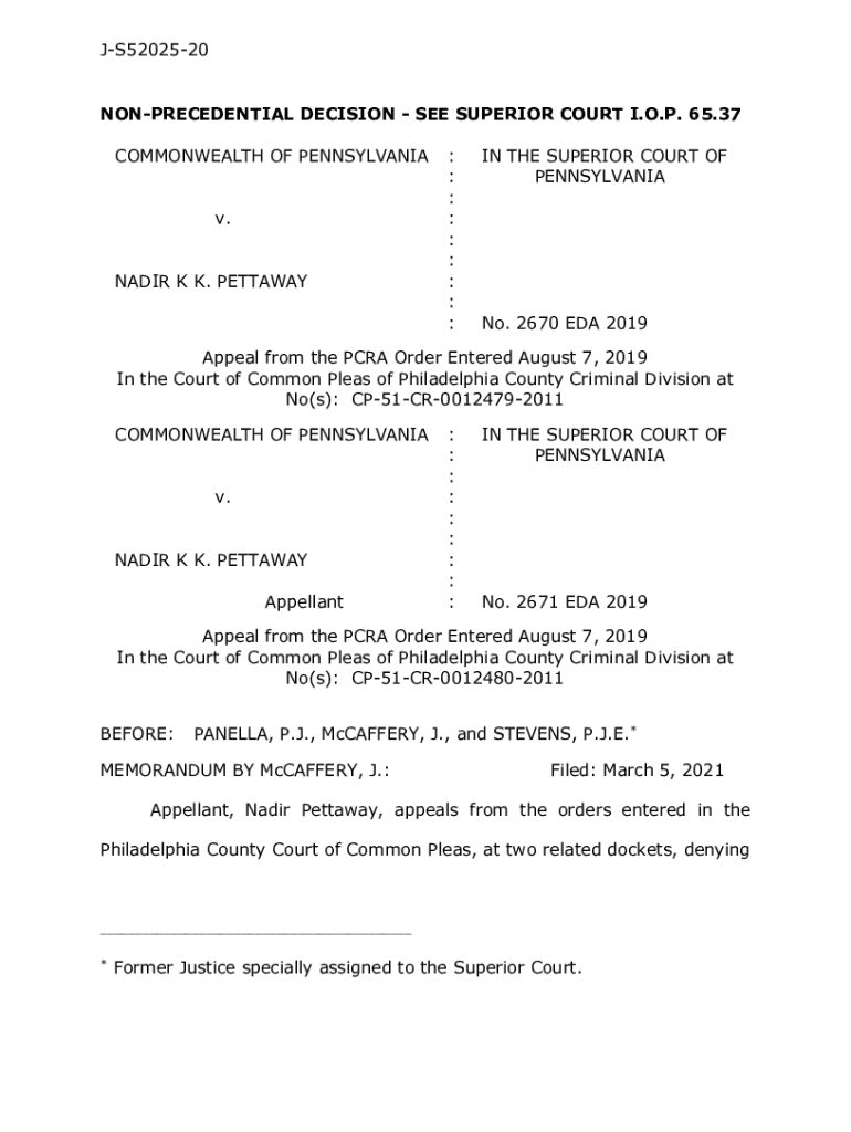 Fillable Online J-S52025-20 NON-PRECEDENTIAL DECISION - SEE SUPERIOR ...