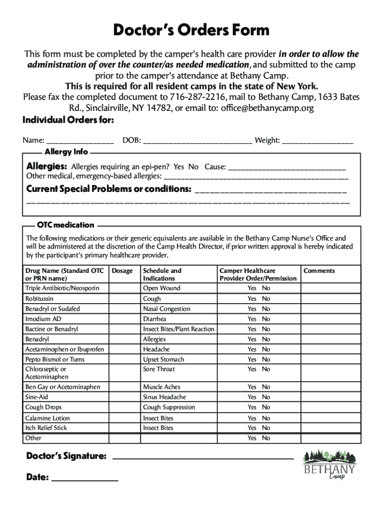 Fillable Online Doctors Orders Form Fax Email Print - pdfFiller