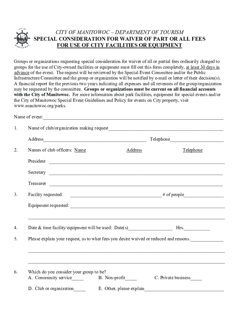 Fillable Online Waiver of Fees Request Fax Email Print - pdfFiller