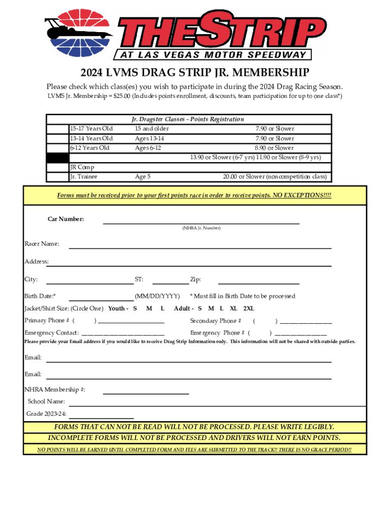 Fillable Online NHRA Four-Wide NationalsEvents Fax Email Print - pdfFiller