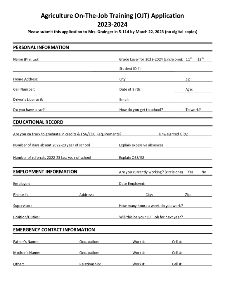 Fillable Online Sample On-the-Job Training Plan for Letter of Intent ...