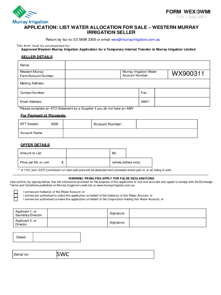 Fillable Online application for temporary external transfer of allocation out of wmi Fax Email ...