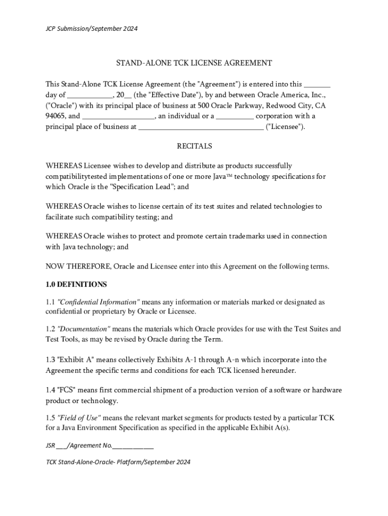 Fillable Online openjdk community tck and ea tck license agreement v 4. ...