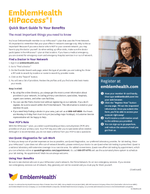 Fillable Online EmblemHealth Prime Individual QuickStart Guide Fax ...