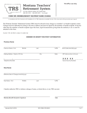 Fillable Online TRS Forms - Montana Teachers' Retirement System Fax ...