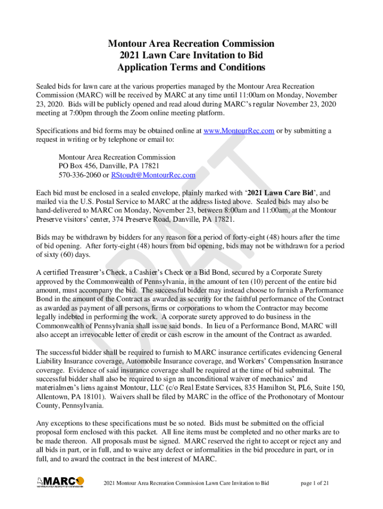 Fillable Online Table of Contents 1. Request for Proposals /General ... Fax Email Print - pdfFiller