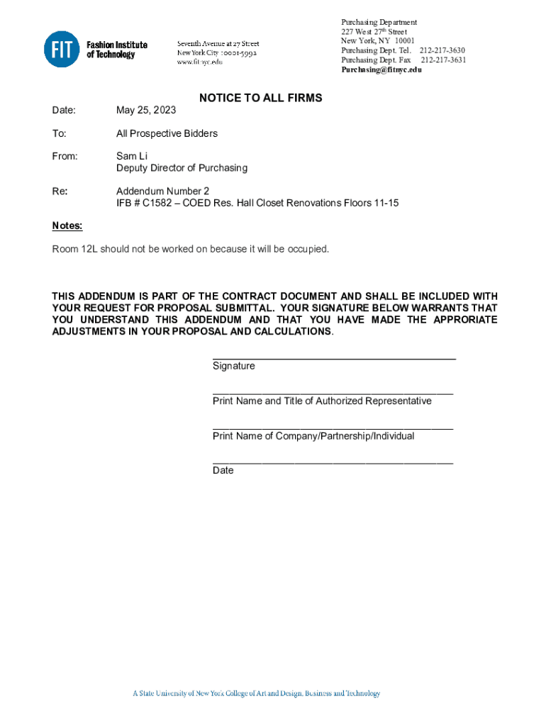 Fillable Online Hall Closet Renovations Floors 11-15 Fax Email Print - pdfFiller