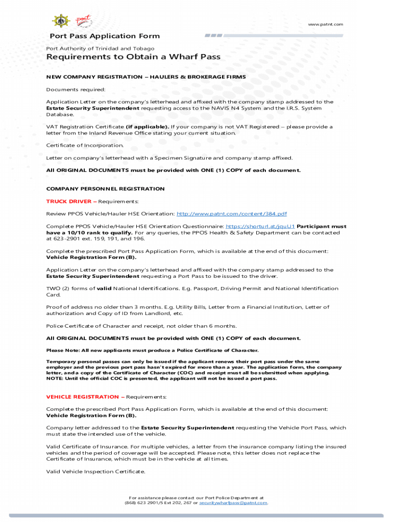 Fillable Online Port Movement/Access Card Application Form Fax Email ...