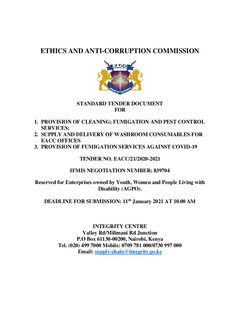 Fillable Online Tender for Cleaning, Fumigation-Pest and Covid-19 ...