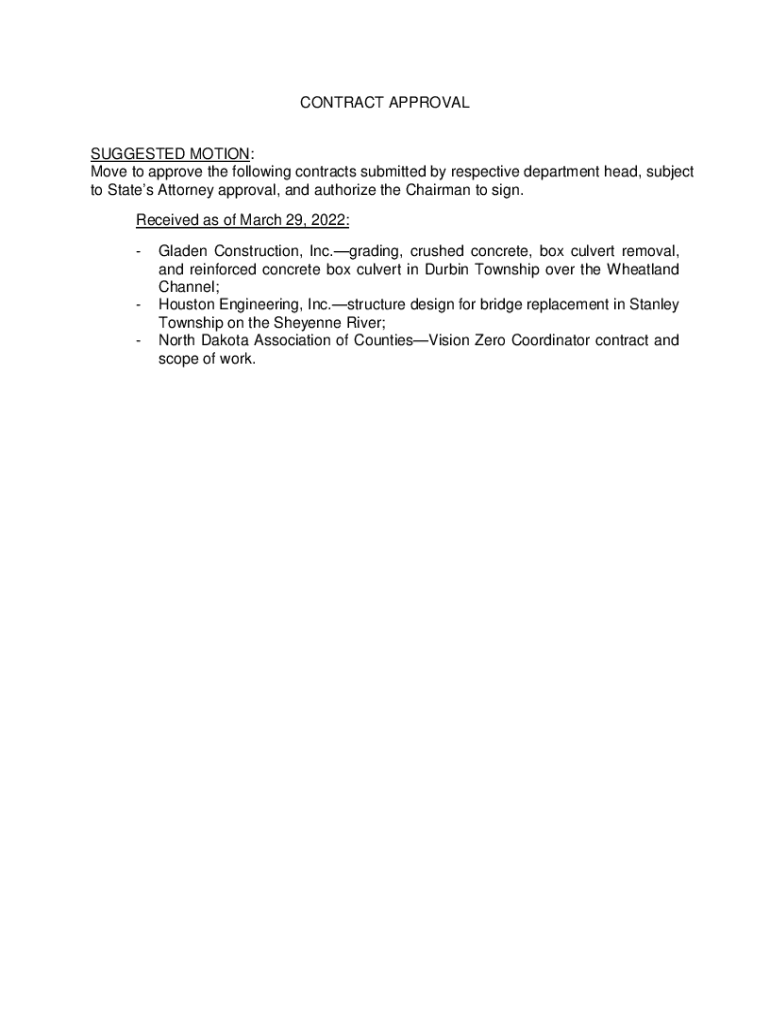 Fillable Online Move to approve the following contracts submitted by ...