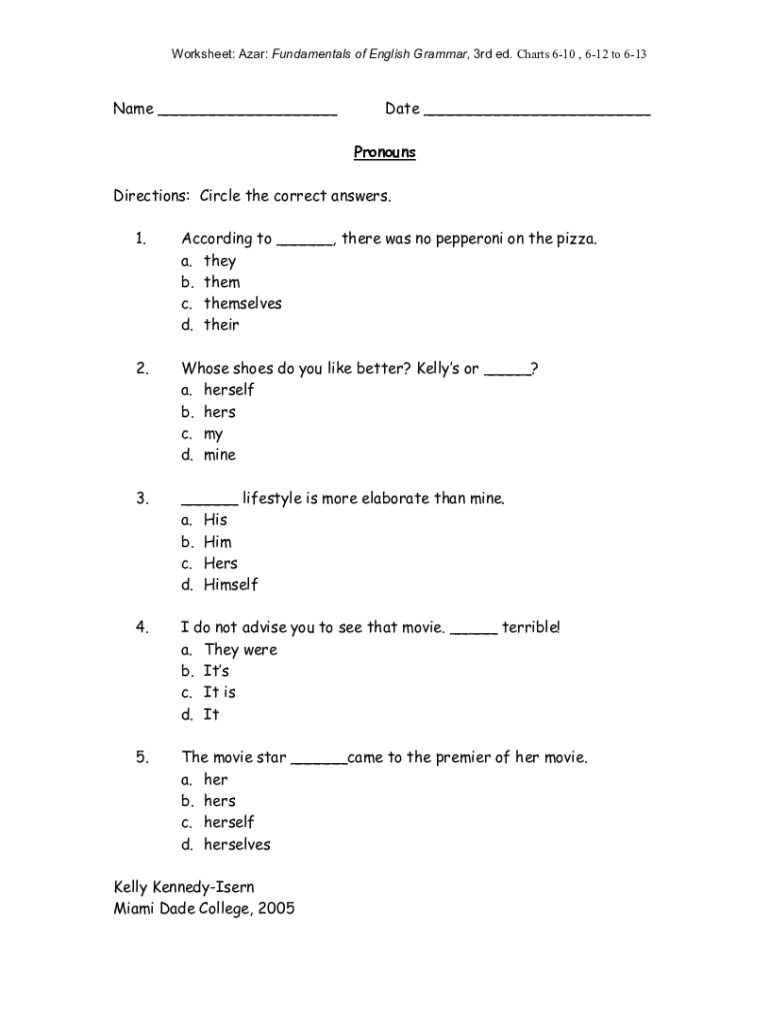 Fillable Online (PDF) Azar fundamentals of english grammar 3 ed ...