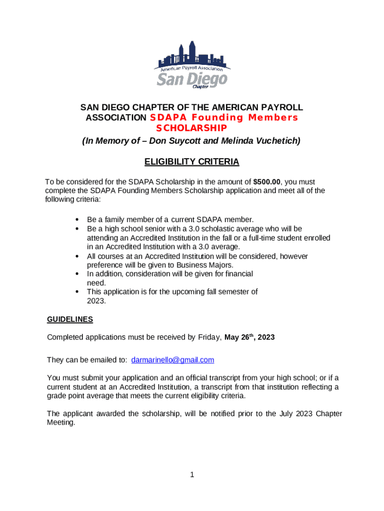 SAN DIEGO CHAPTER OF THE AMERICAN PAYROLL ASSOCIATION SDAPA Founding ...