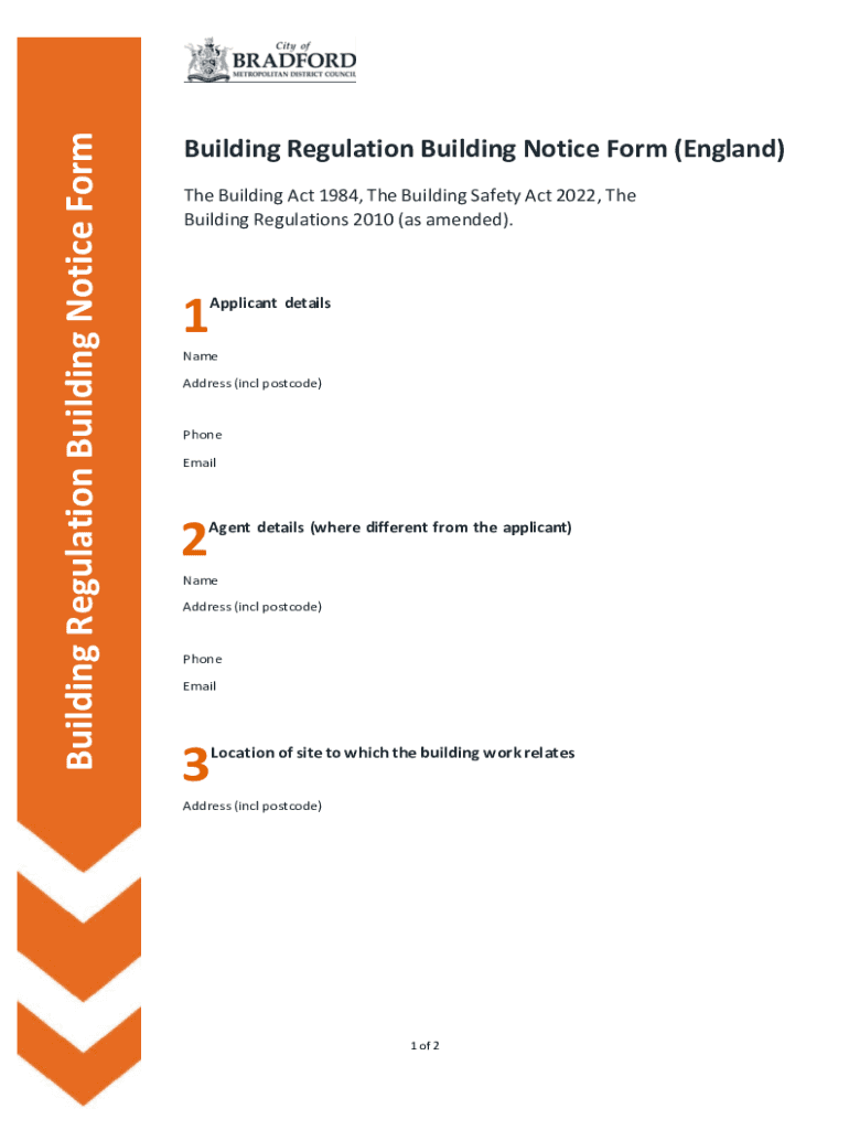 Fillable Online Building Control Building Notice Application Form Fax ...