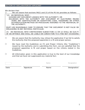 section 10a: declaration by proposed appointee Doc Template | pdfFiller