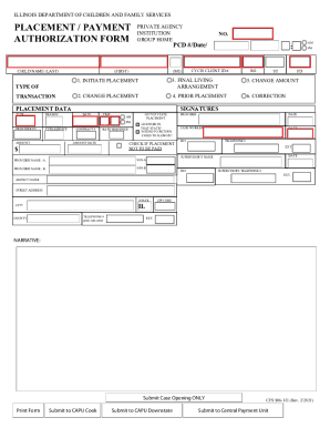Fillable Online CFS 906-1/E placement payment authorization form Fax ...